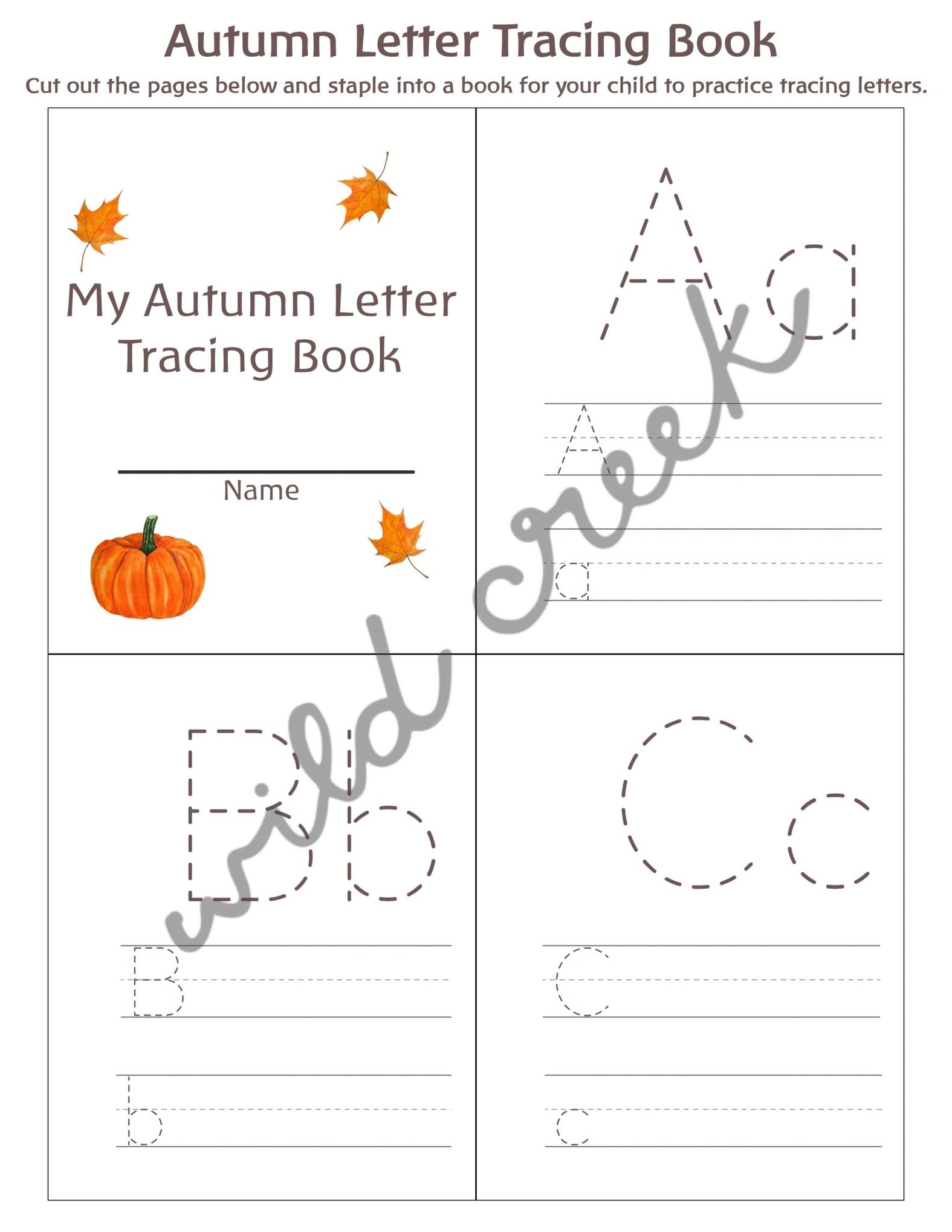Preschool + Kindergarten Autumn Activity Pack Printable– Wild Creek Co