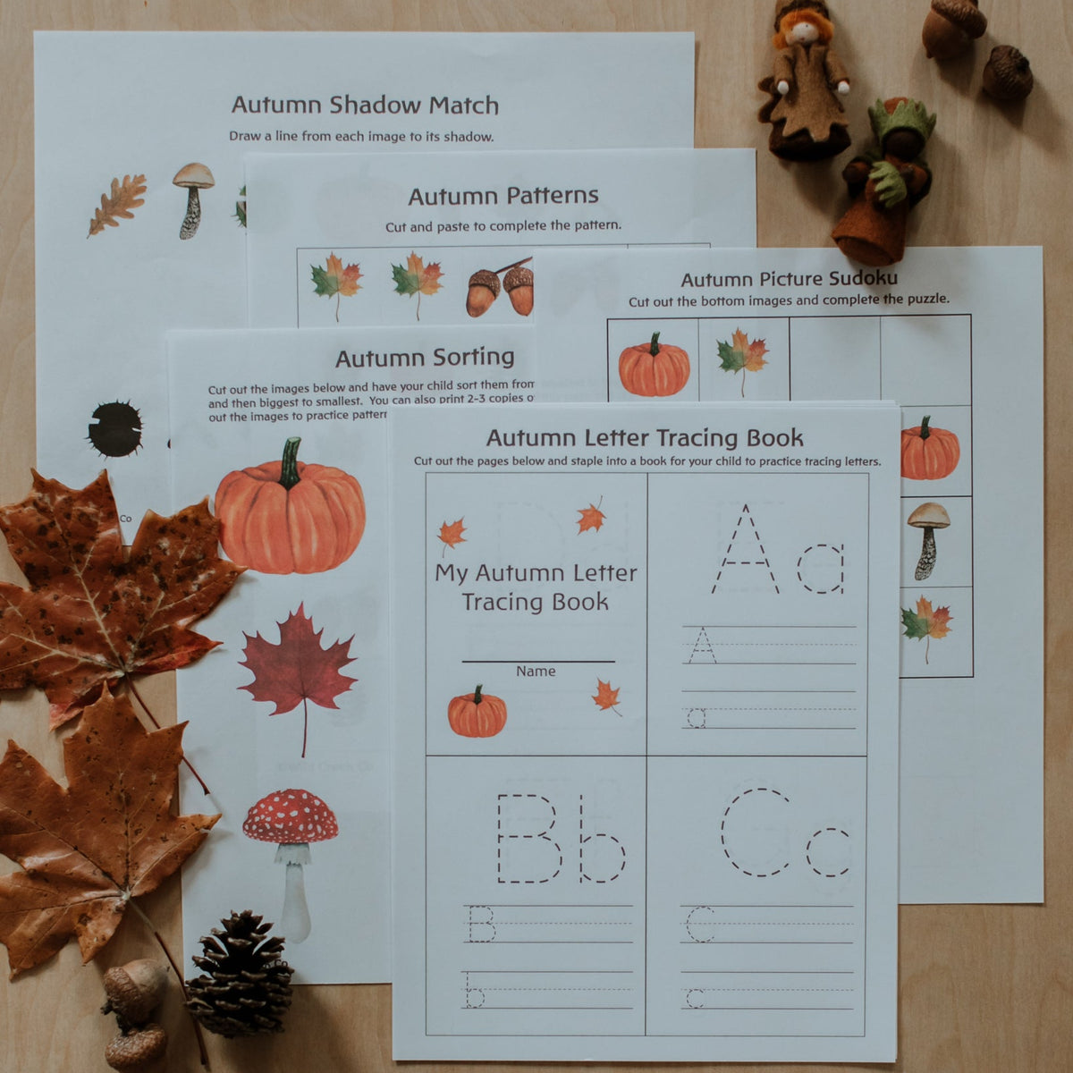 Preschool + Kindergarten Autumn Activity Pack Printable– Wild Creek Co